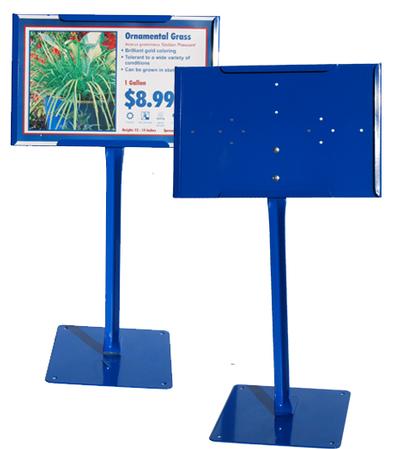 11"x7" Blue Sign Holders 18" Stem w/Baseplate for Garden Centers